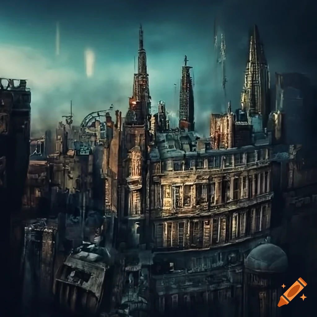 Dieselpunk cityscape on Craiyon