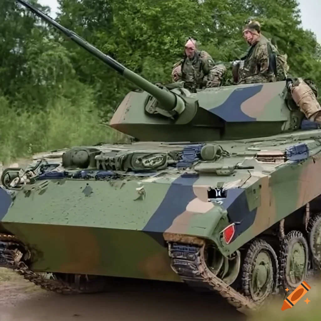 Infantry fighting vehicle based on the bmp-2 and the cv-90 on Craiyon