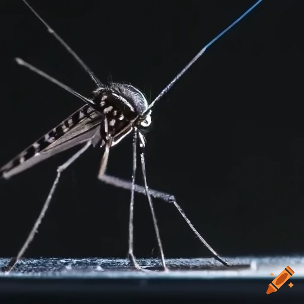Mosquito typing in front of a computer on Craiyon