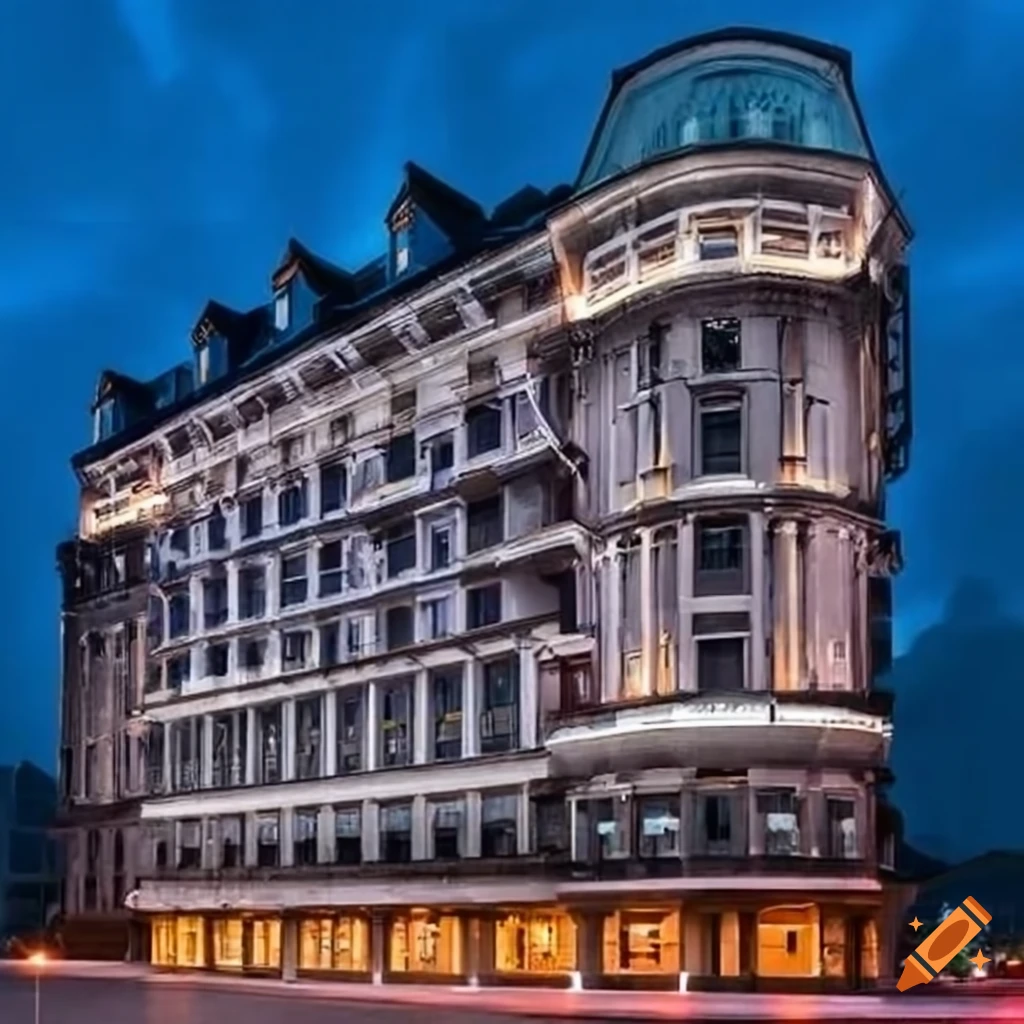 A four storey hotel builidng , with mesmerizing architecture, use ...