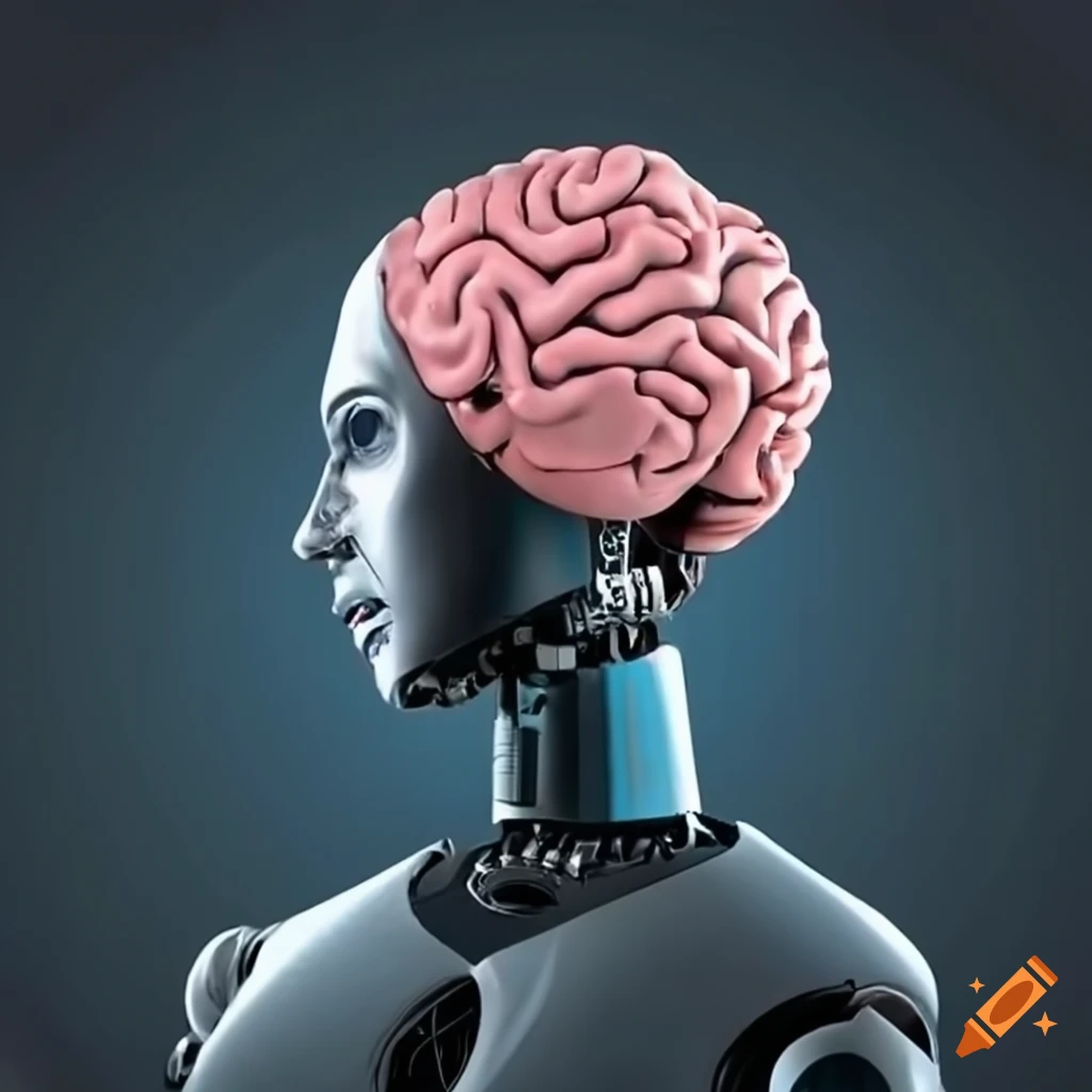 A robot holding a human brain on Craiyon