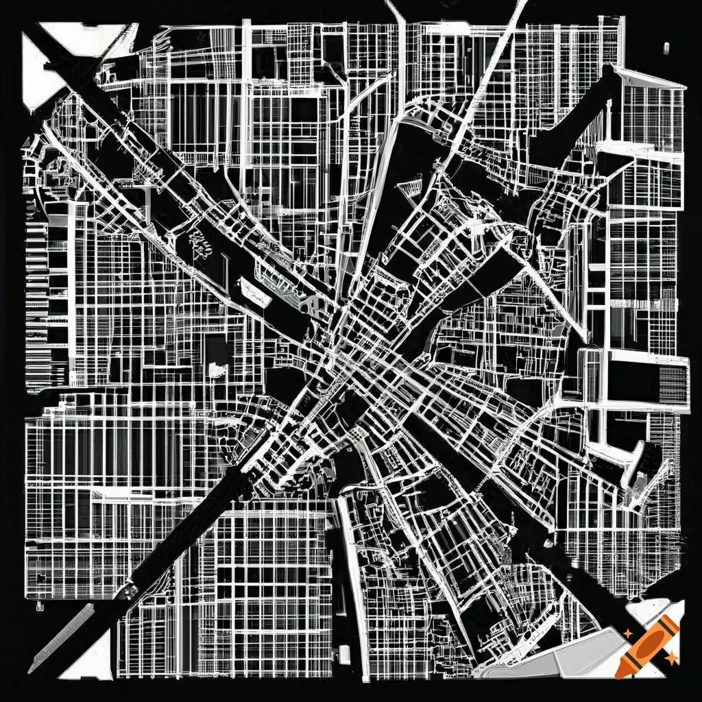 Full futuristic squared city map of a big city with clearly separated ...