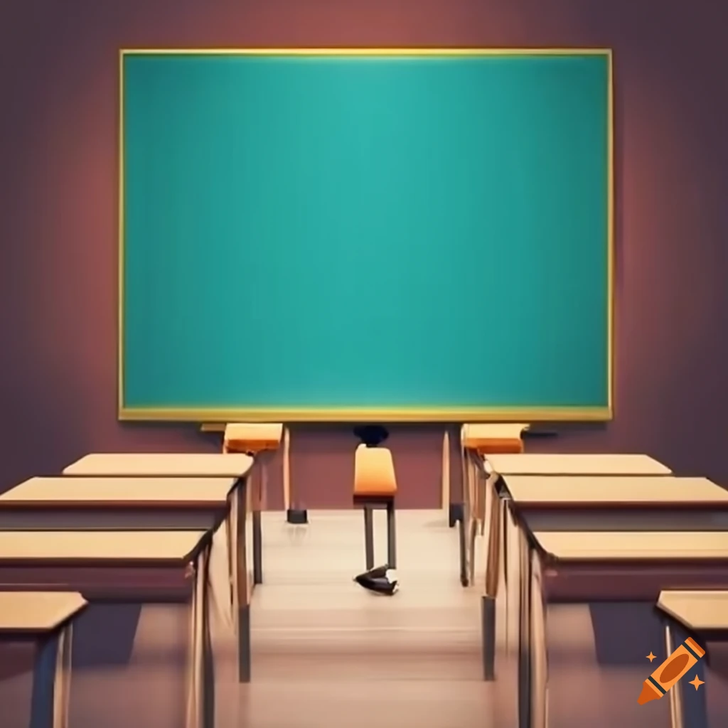 Classroom lecture with blank board on Craiyon