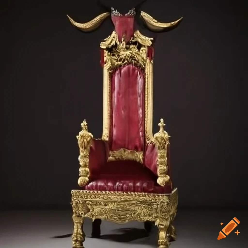 Throne chair in the shape of a realistic goat with snout and horns and ...