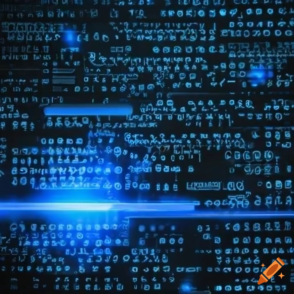 Typing code on a dark screen with electric blue letters