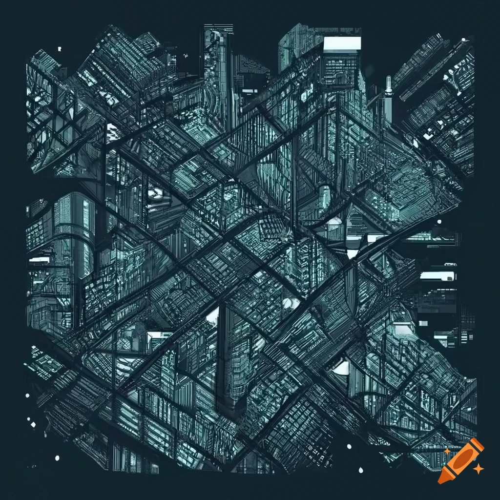 Full futuristic squared city map of a big city with clearly separated ...