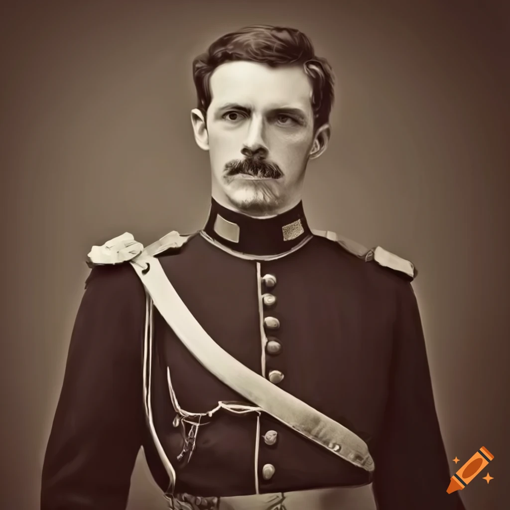 Retro photo portrait victorian soldier