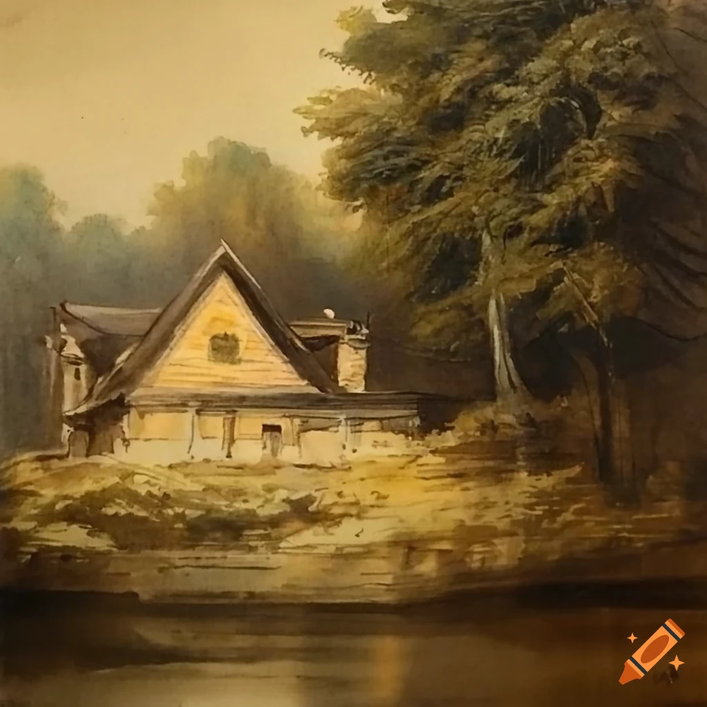 Old 1800s ink pencil sketch of atlanta georgia