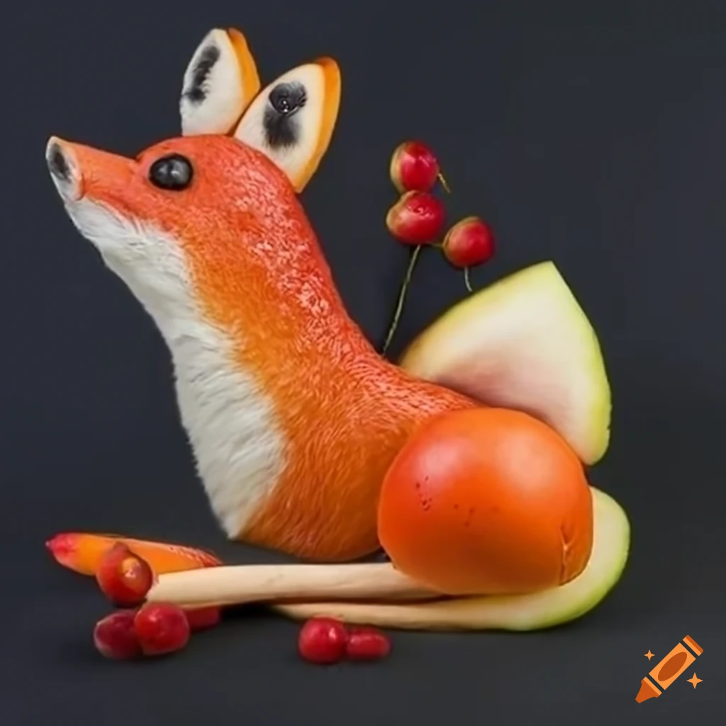 Cute fox made of fruit on Craiyon