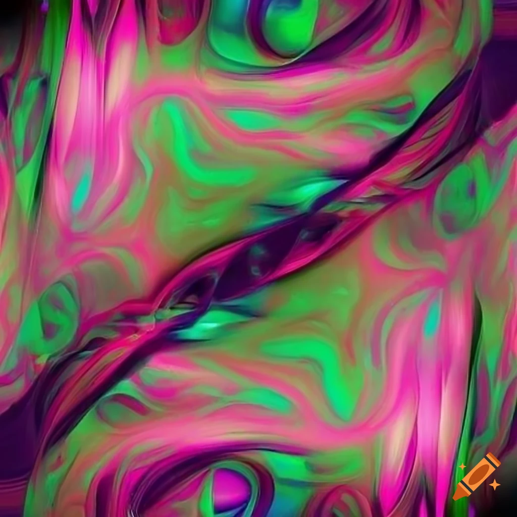 Abstract art with intersecting lines in pink and green on Craiyon