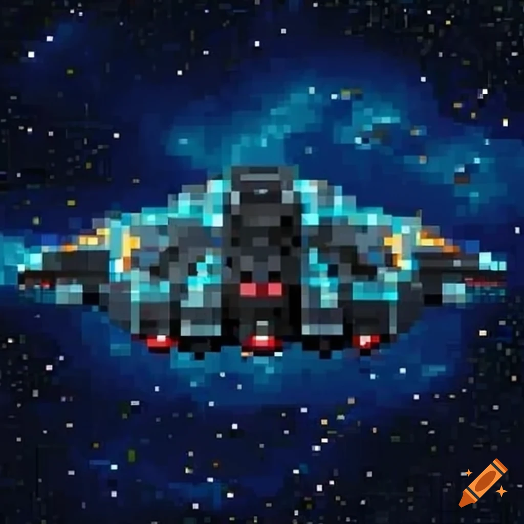 Pixel art spaceship on Craiyon