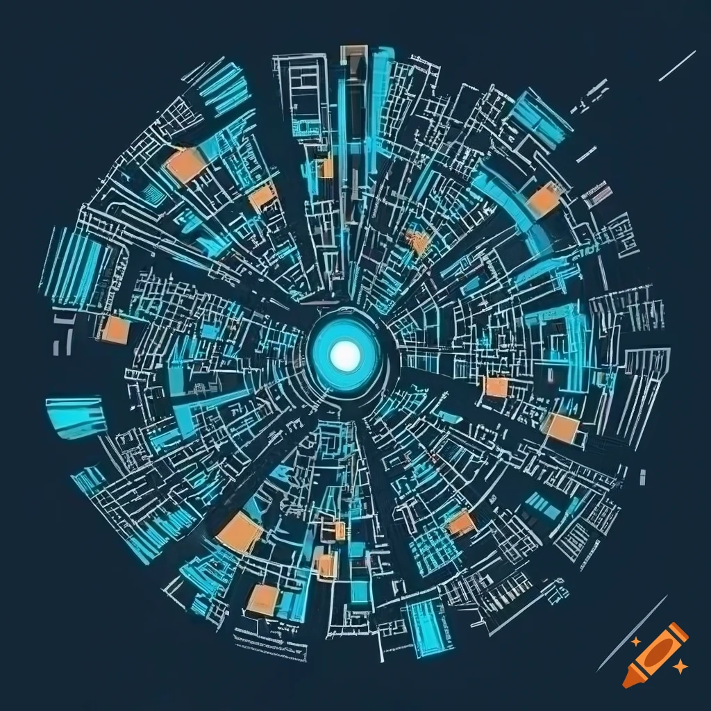 Full futuristic city map of a big city with clearly separated districts ...