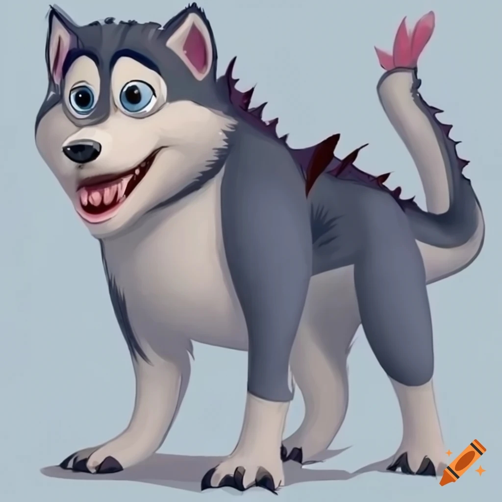 Pixar siberian husky dragon character design