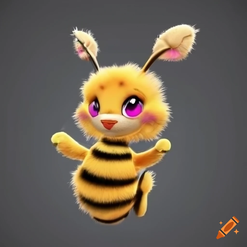 3d cute fluffy bee furry