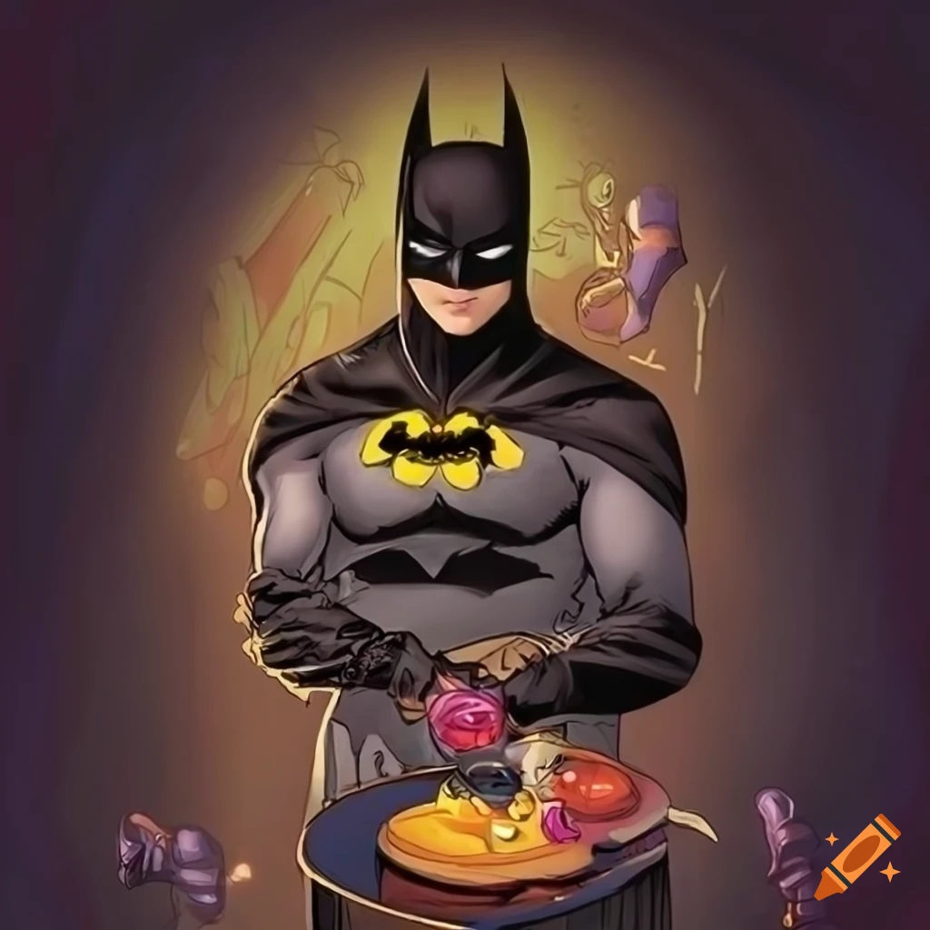Batman themed foodie persona cover picture on Craiyon