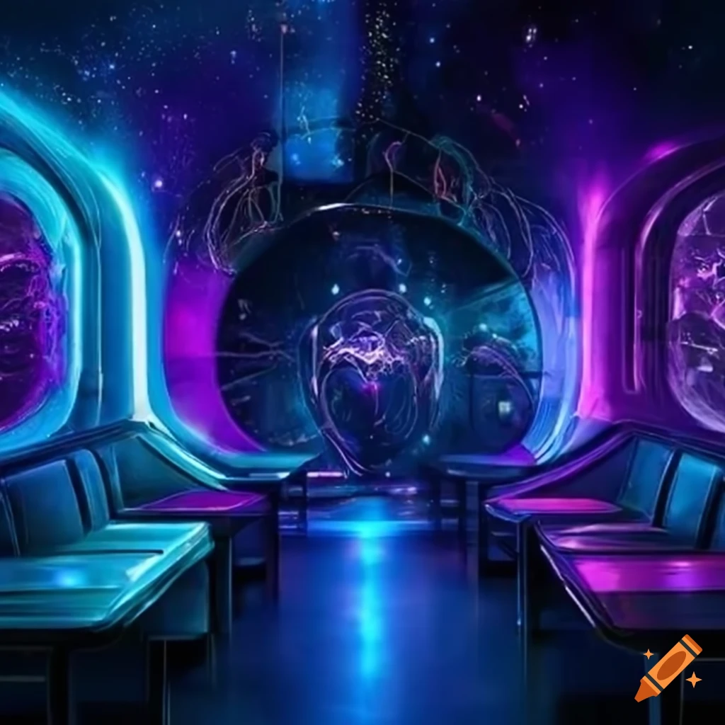 Cosmic themed, futuristic bar