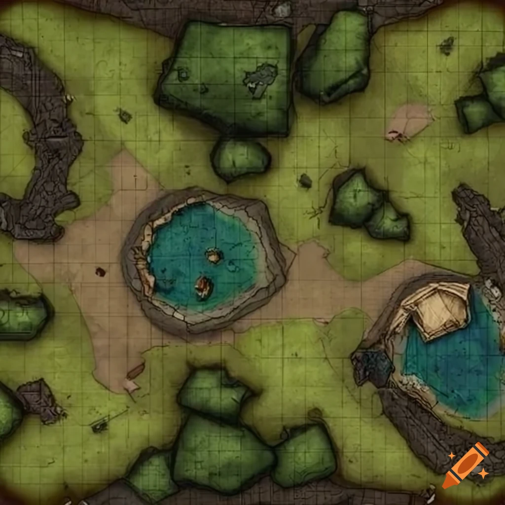 Generated huge d&d battle map with dynamic terrain and obstacles off ...