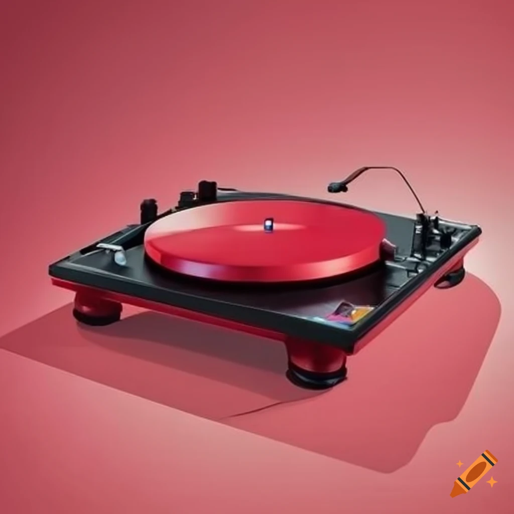 2 red dj turntables from the future on Craiyon