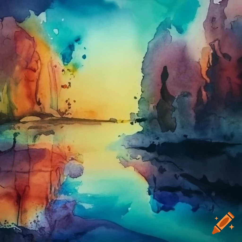 Watercolour with much reflections on Craiyon