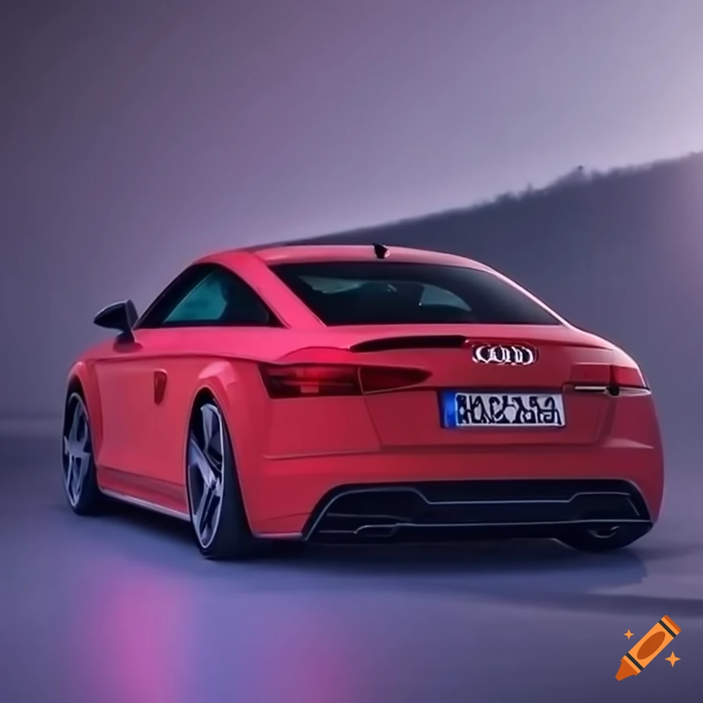 Red audi tts parked at a shopping mall