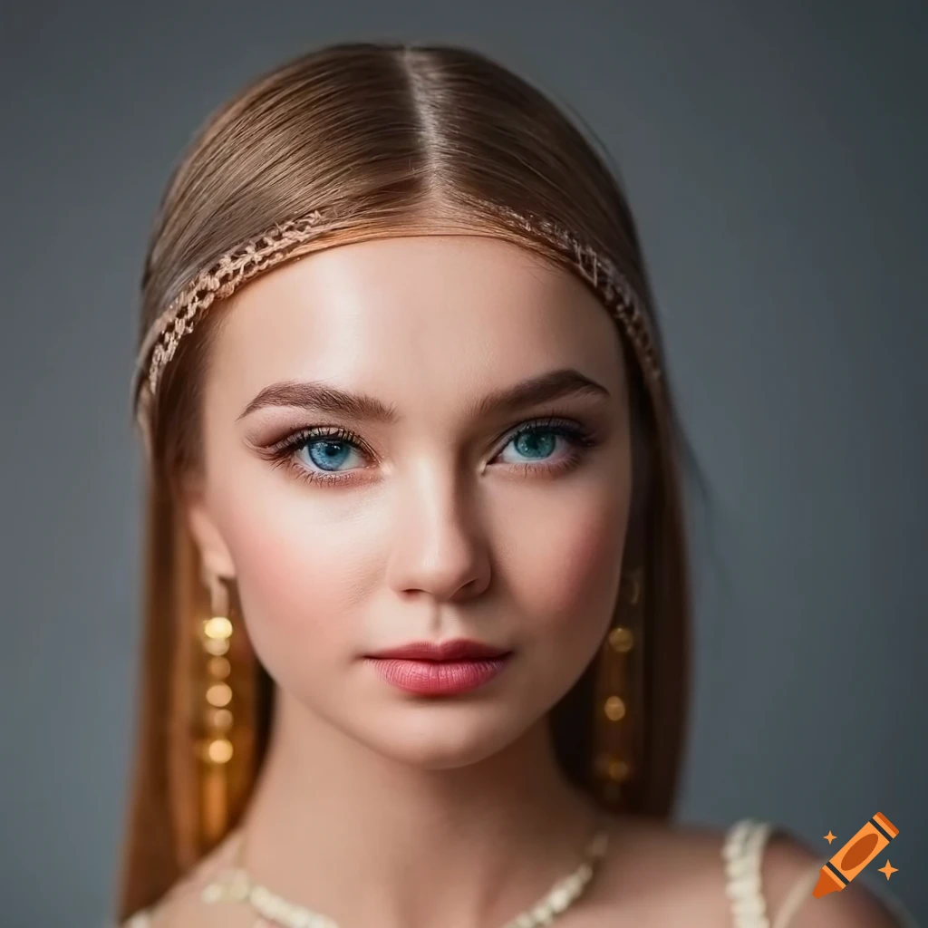 Proffesional portrait with Perfect Facial Features of a pretty russian ...
