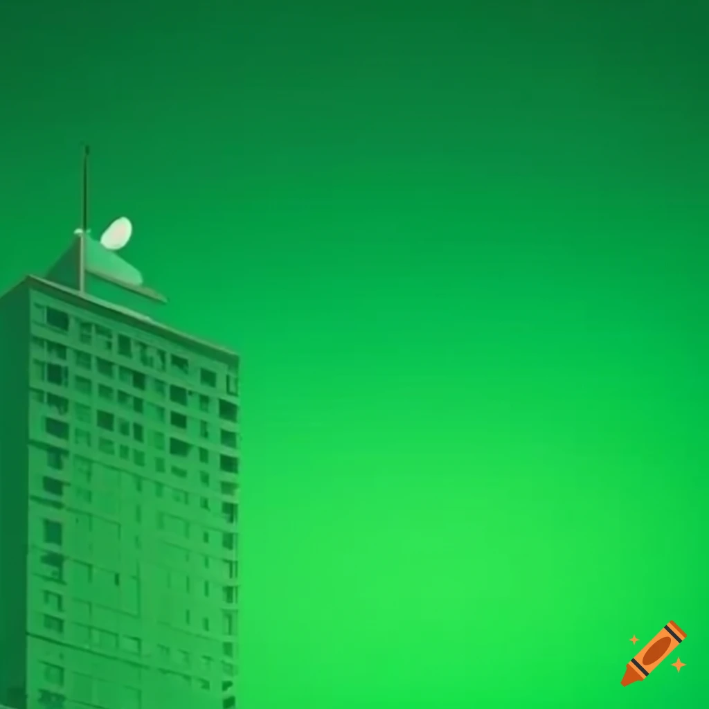 Building fond vert clair et oranger avec des document