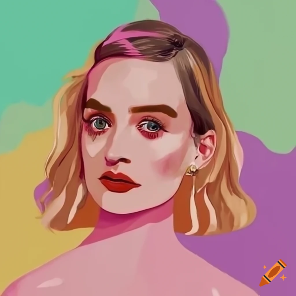 Chloe fineman in a modern simple illustration style using the pantone ...