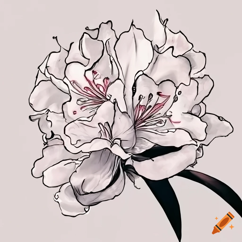 Rhododendron, line art