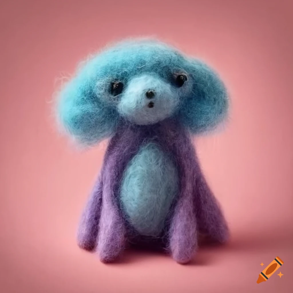 Felted wool creatures with intricate fashionable clothing