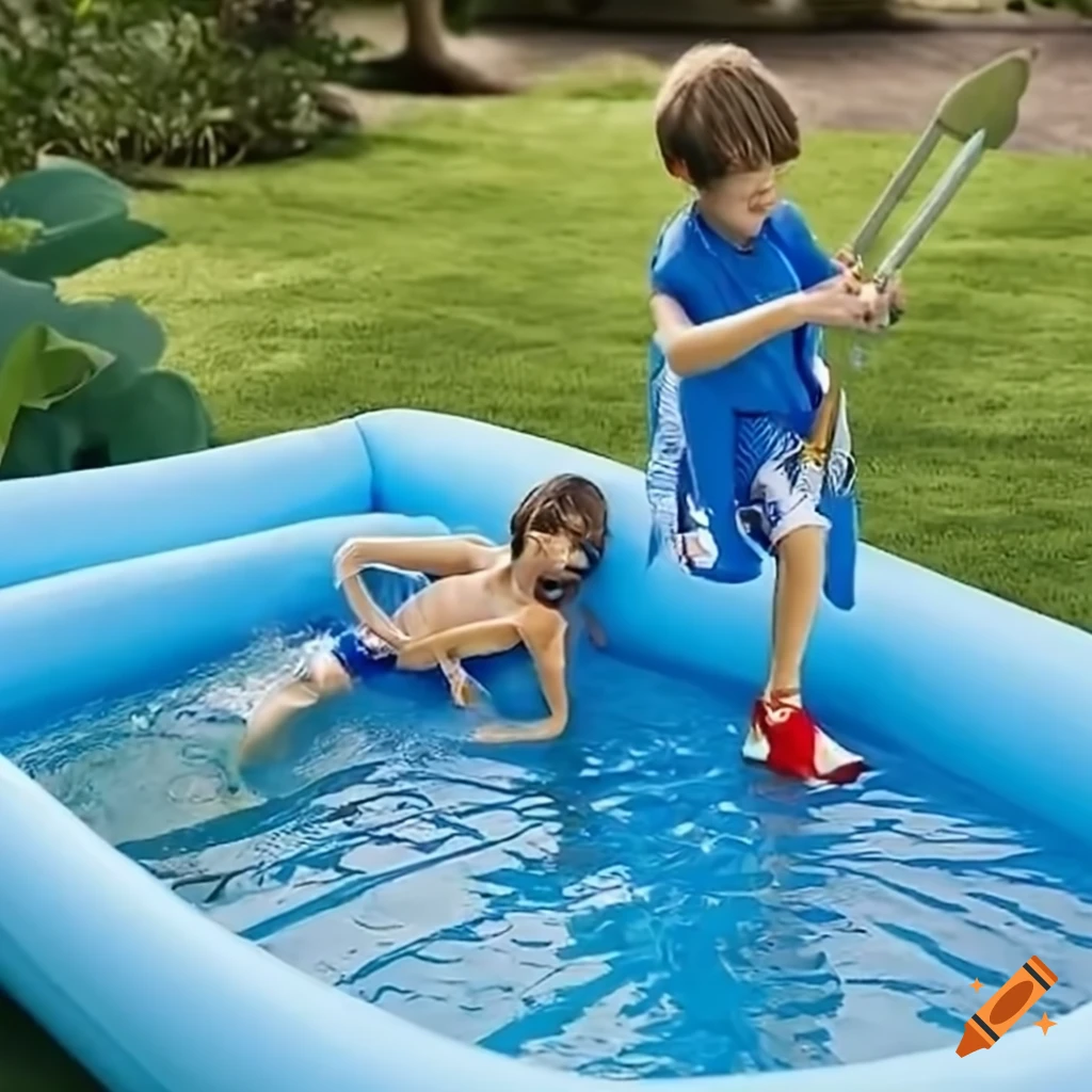 A blue kiddie pool with a sonic the hedgehog design
