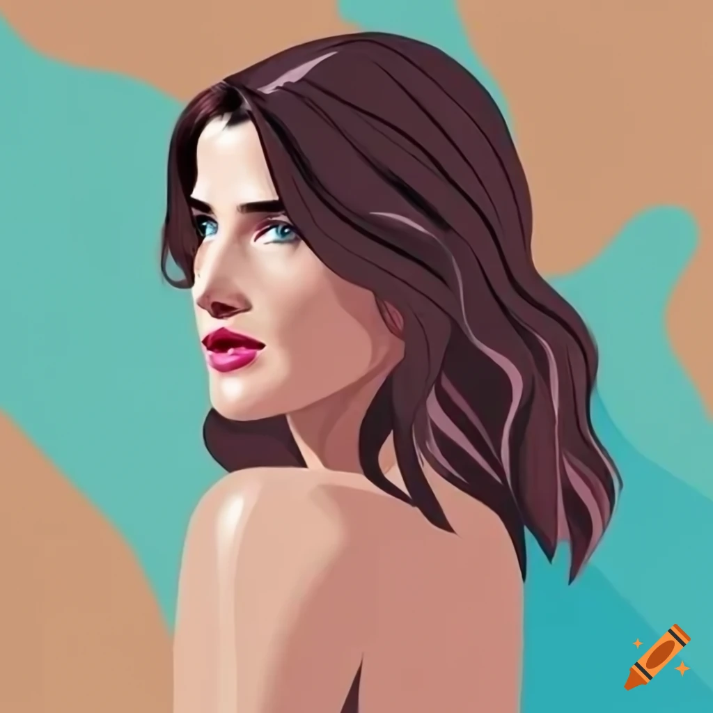 Cobie Smulders in a modern simple illustration style using the Pantone ...