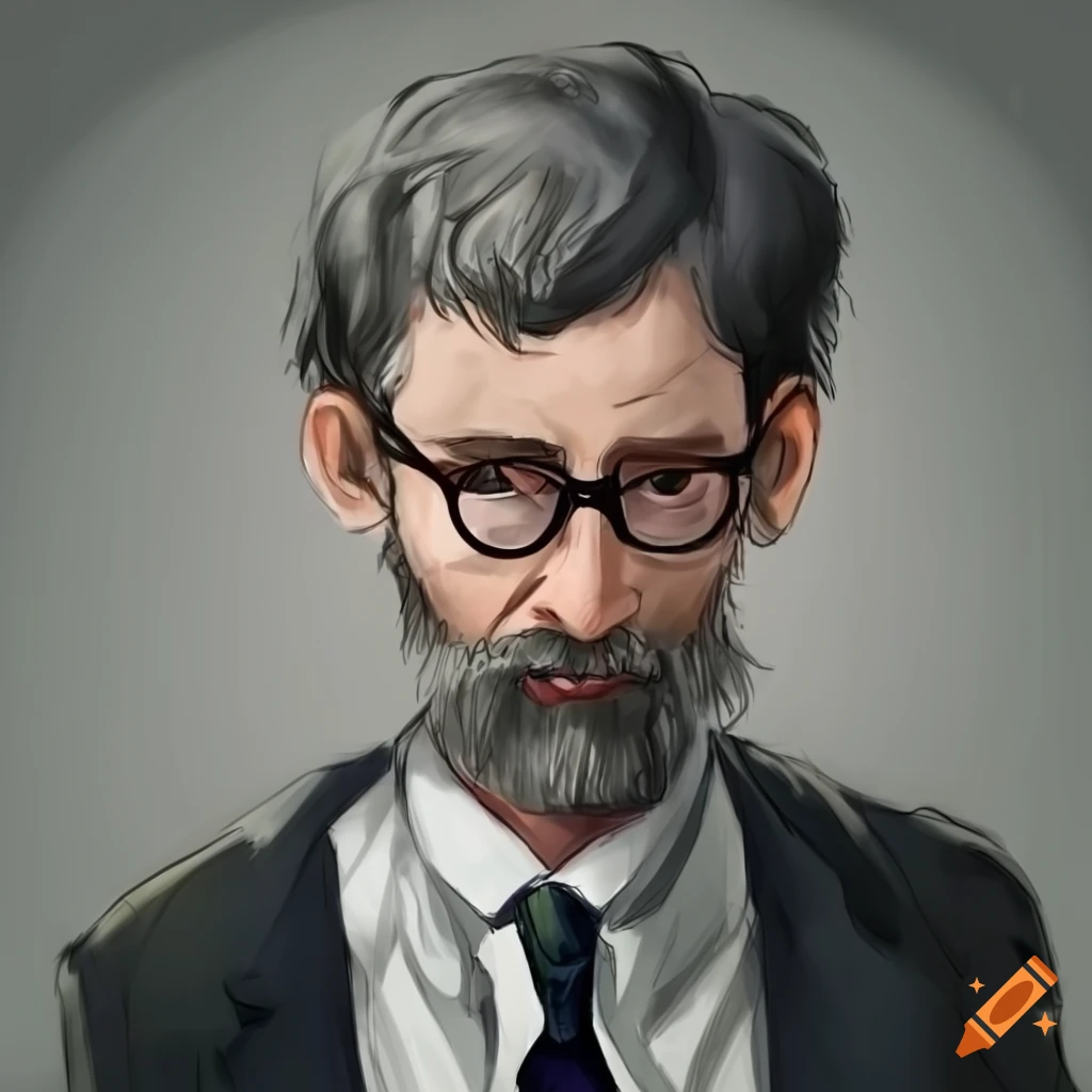 A cartoon version of harry ambrose from the sinner in a suit with a ...