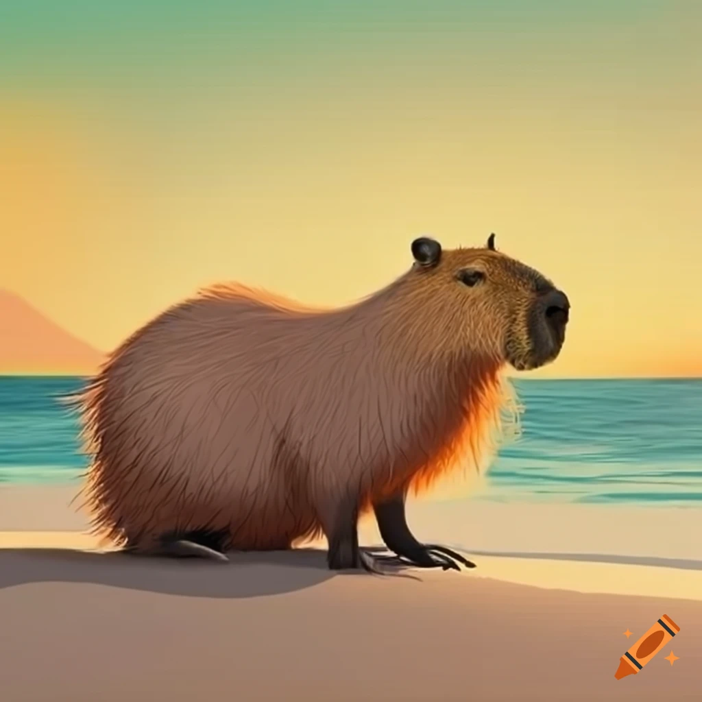 Capybara on a beach on Craiyon