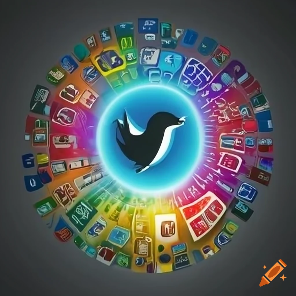 Social media icons forming a trend zone on Craiyon