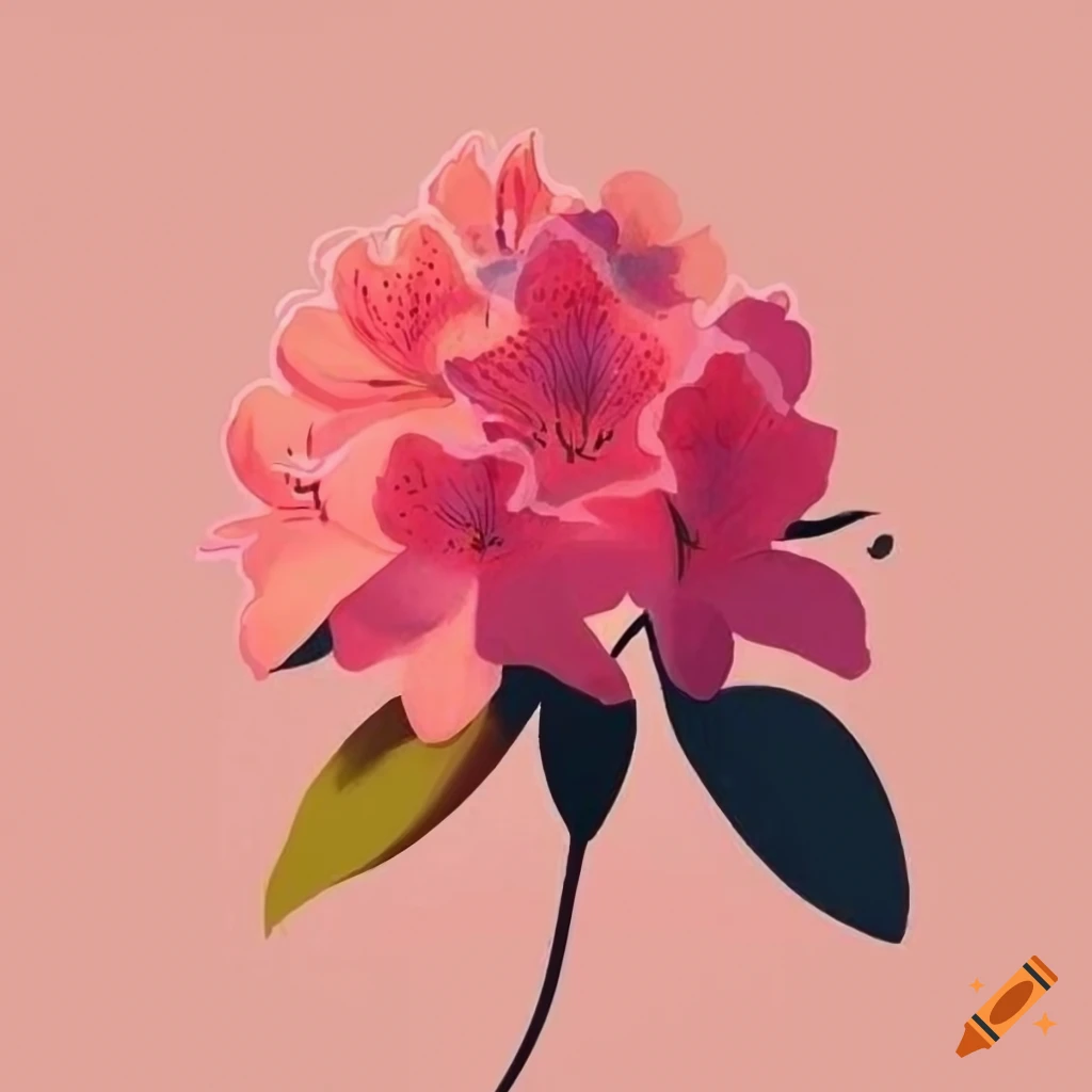 Rhododendron, line art