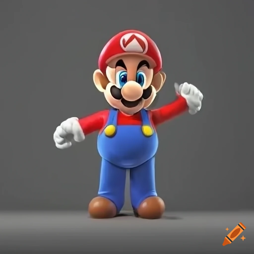 Mario standing still in a white void on Craiyon