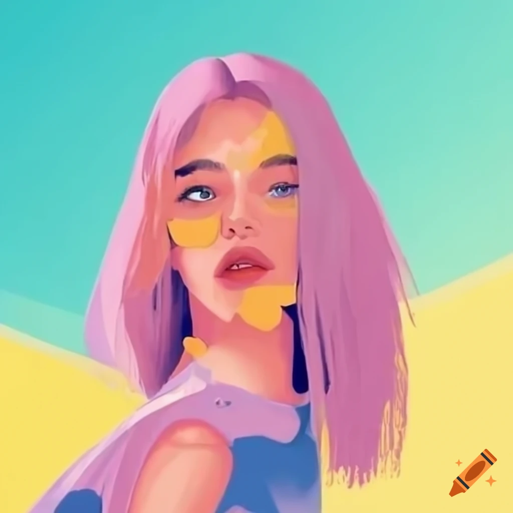 Salem Ilese in a modern simple illustration style using the Pantone ...