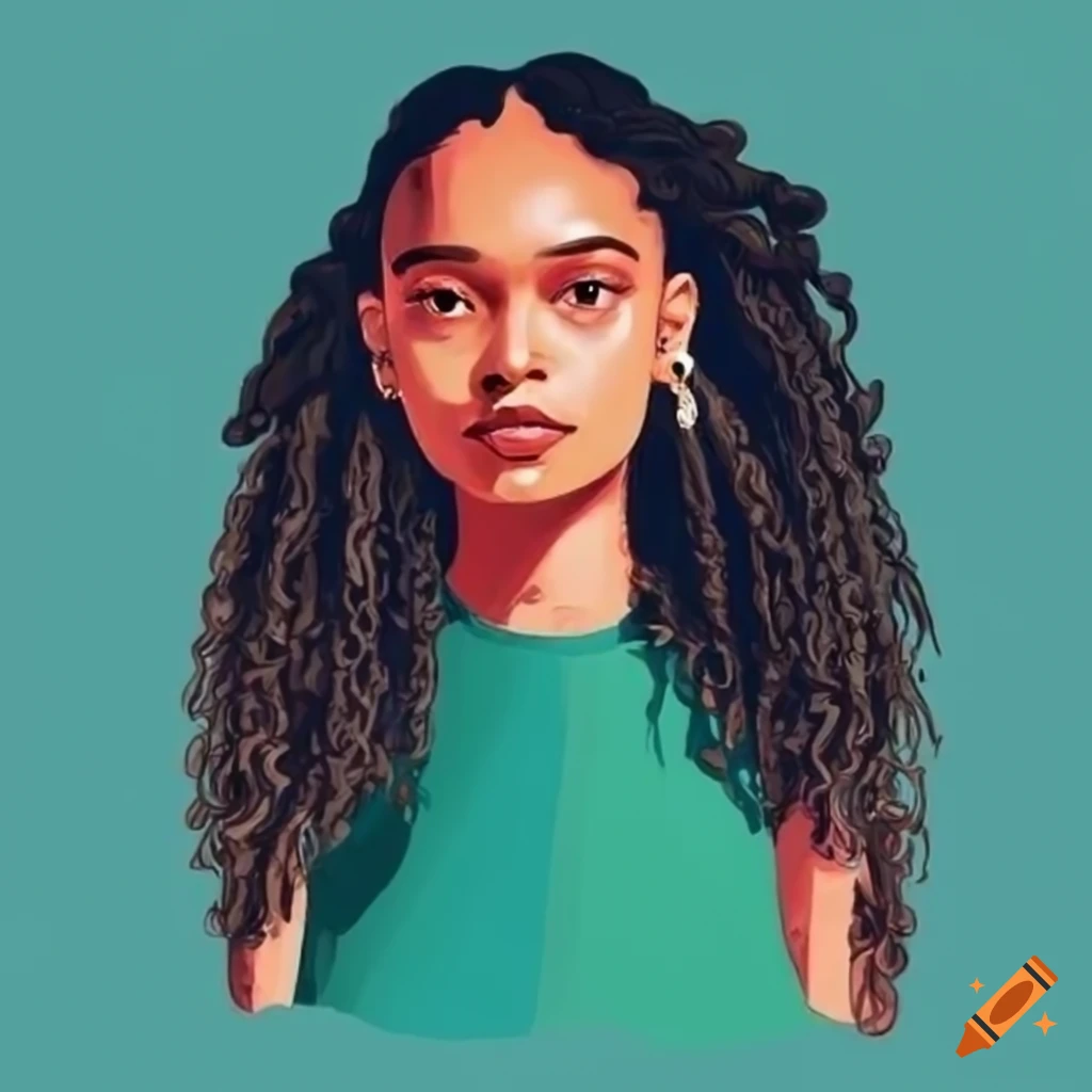 Joy Crookes in a modern simple illustration style using the Pantone ...