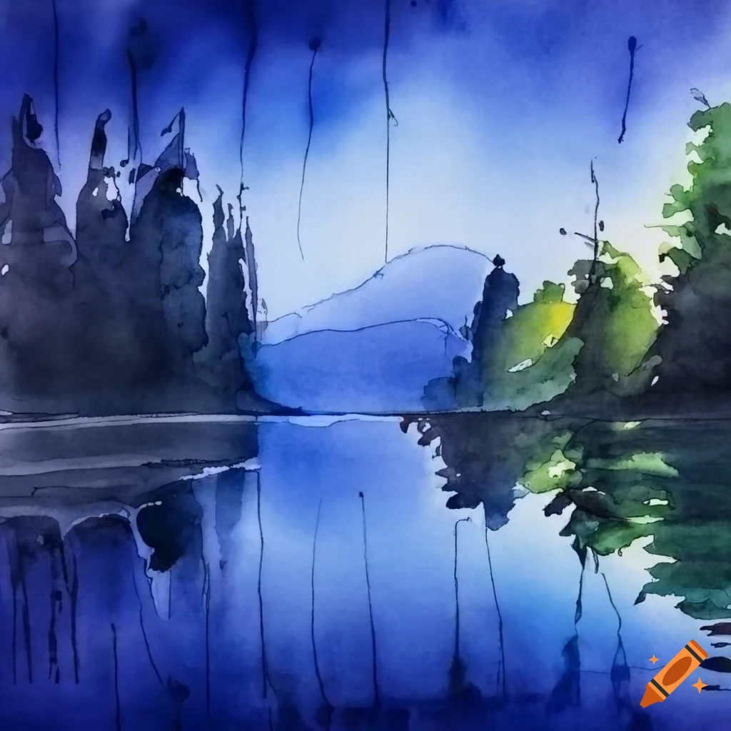 Watercolour with much reflections and reflections of reflections