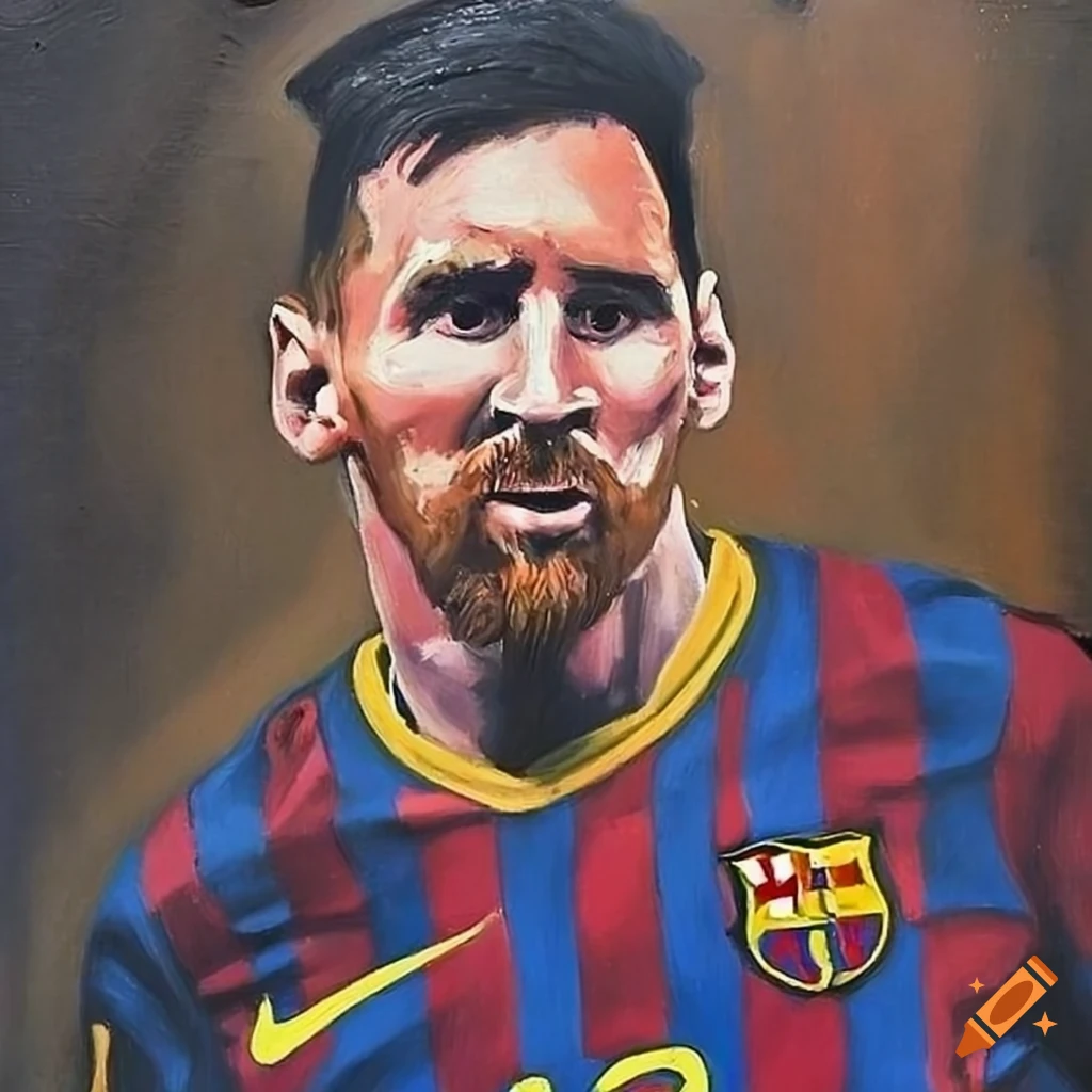 A painting of soccer superstar lionel messi by michael peter ancher