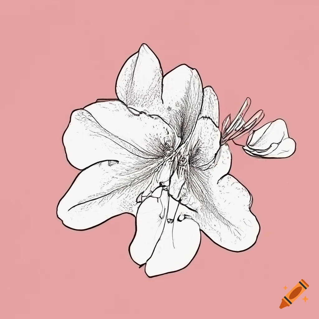 Rhododendron, line art