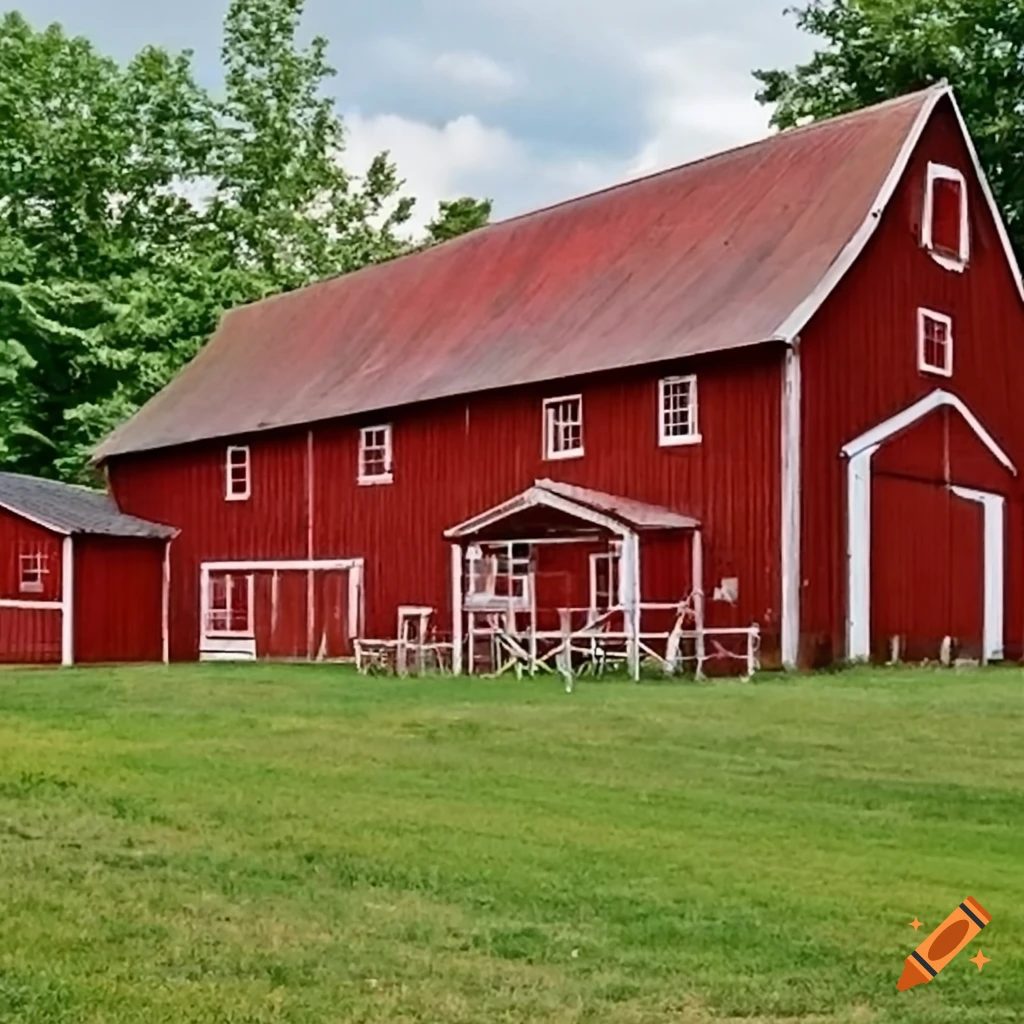 Photo, summer, red barn