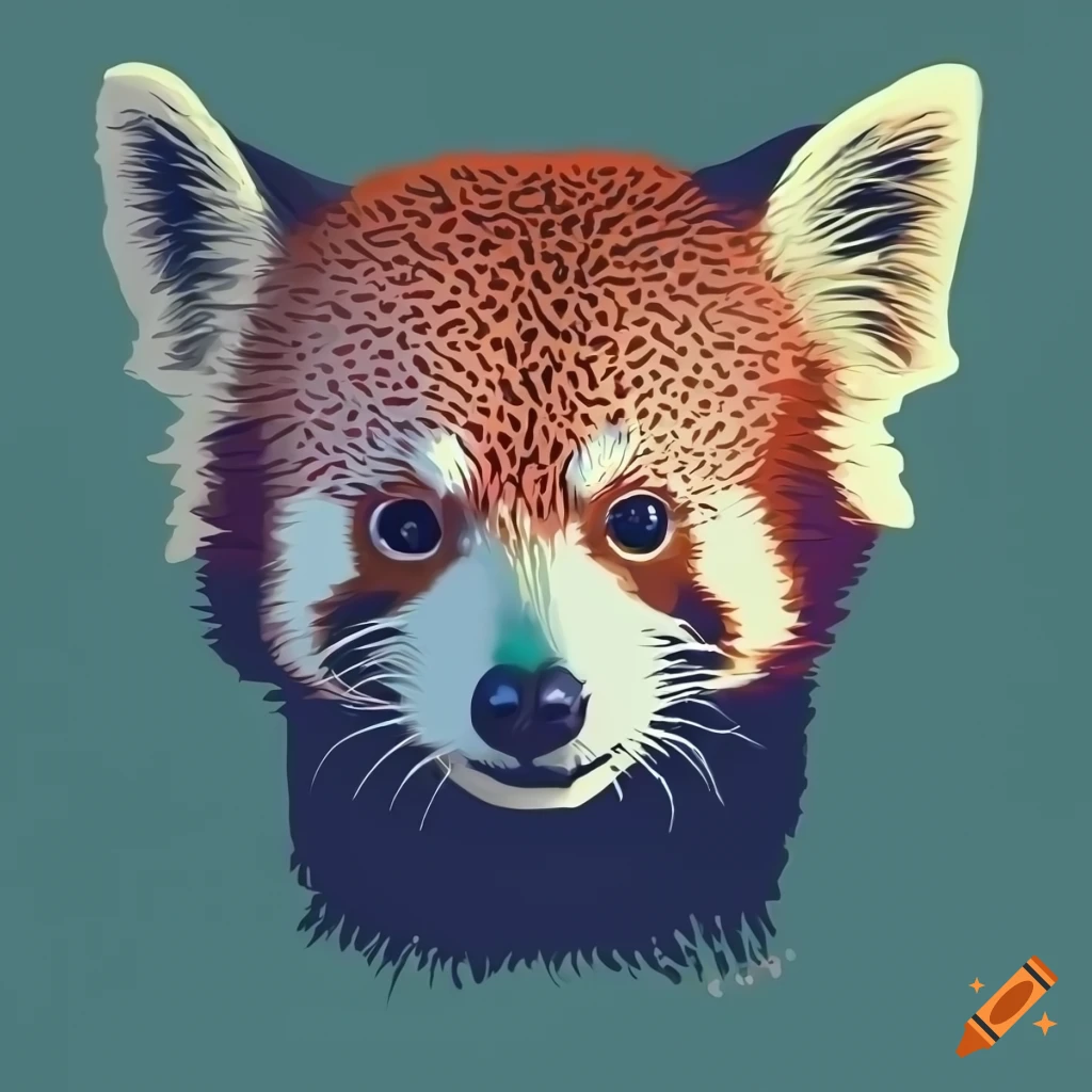Red panda, front facing, pop art style on Craiyon