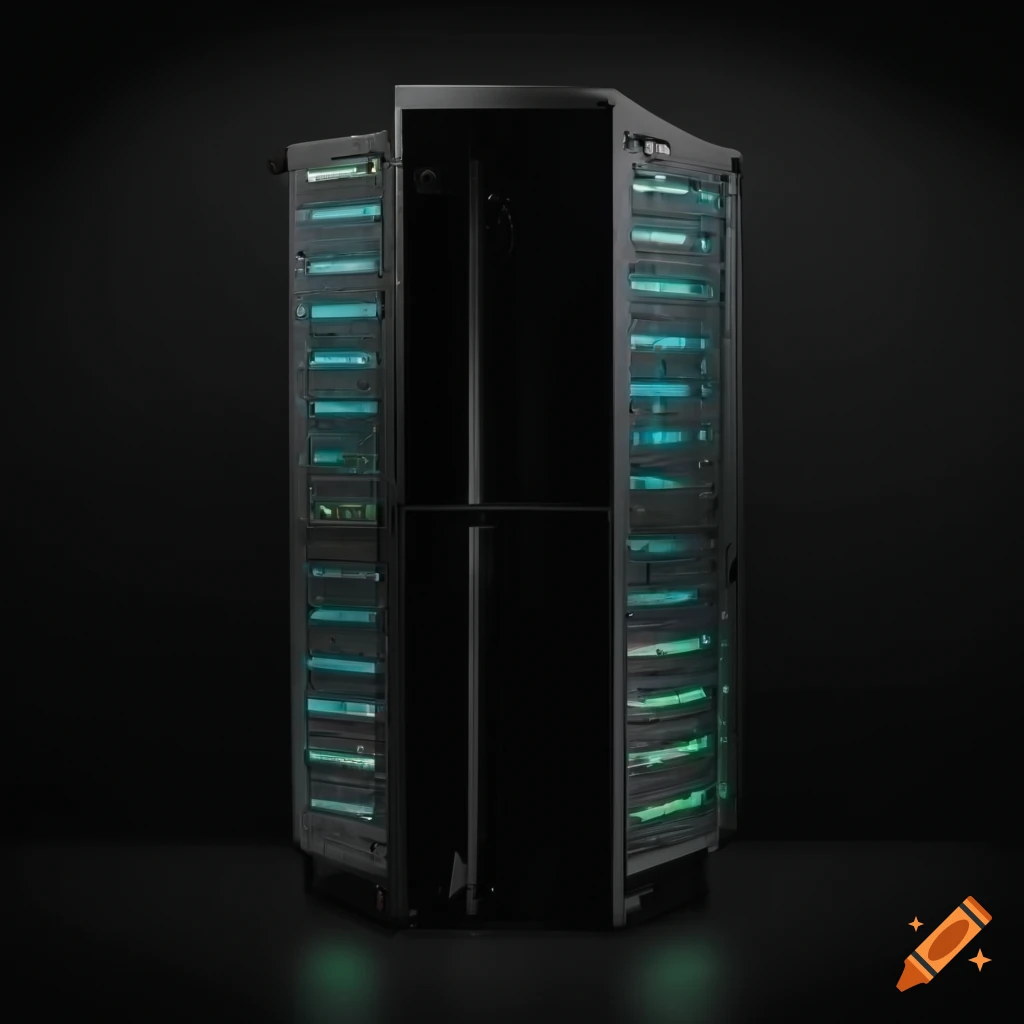 Server rack on black background on Craiyon