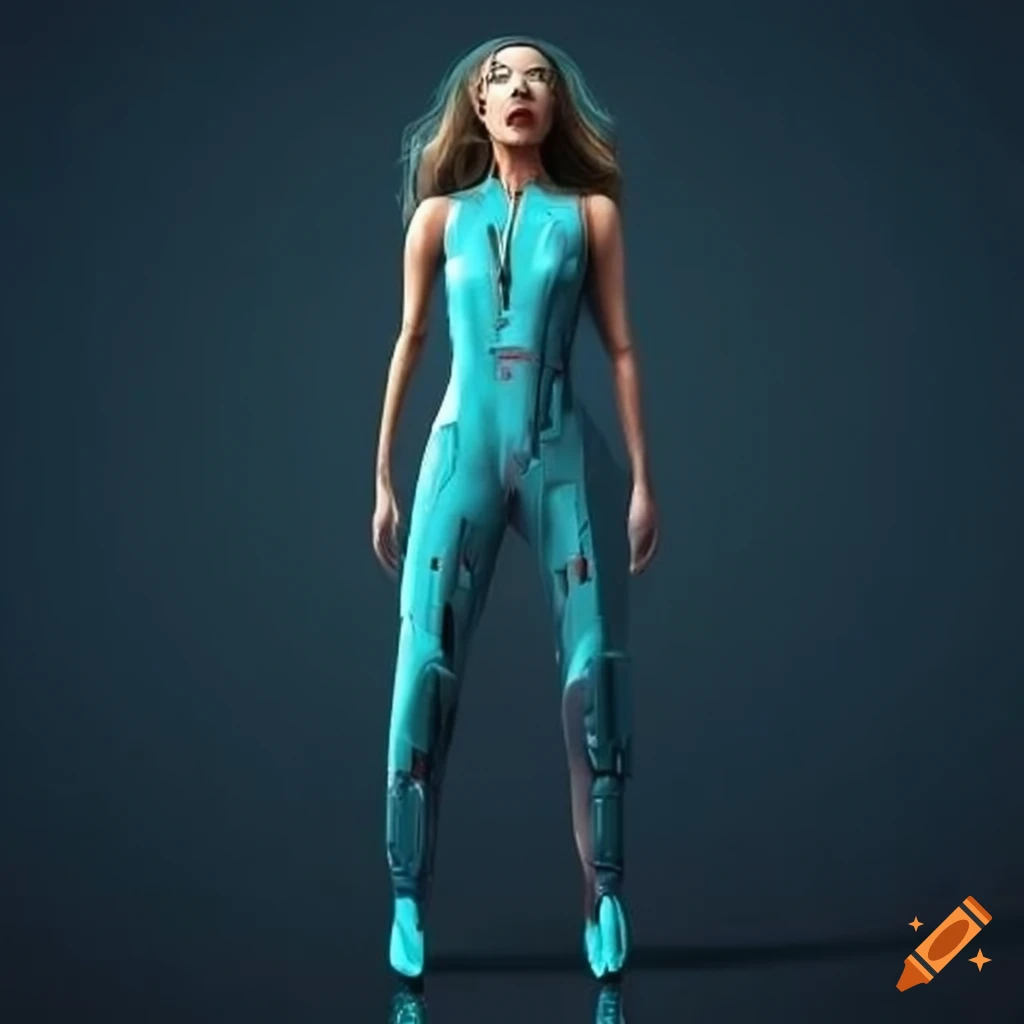 Fashionable passenger on futuristic spaceship, jumpsuit on Craiyon