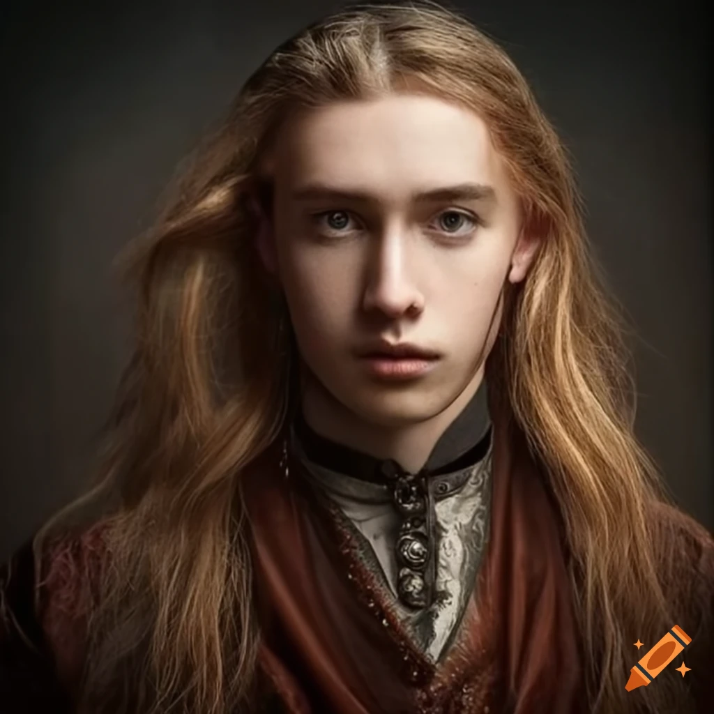 Photo portrait young victorian lord man with long hair on Craiyon