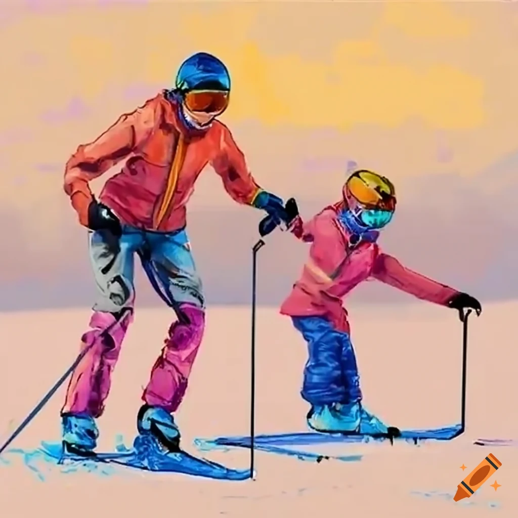 A ski instructor teaching children how to ski on Craiyon