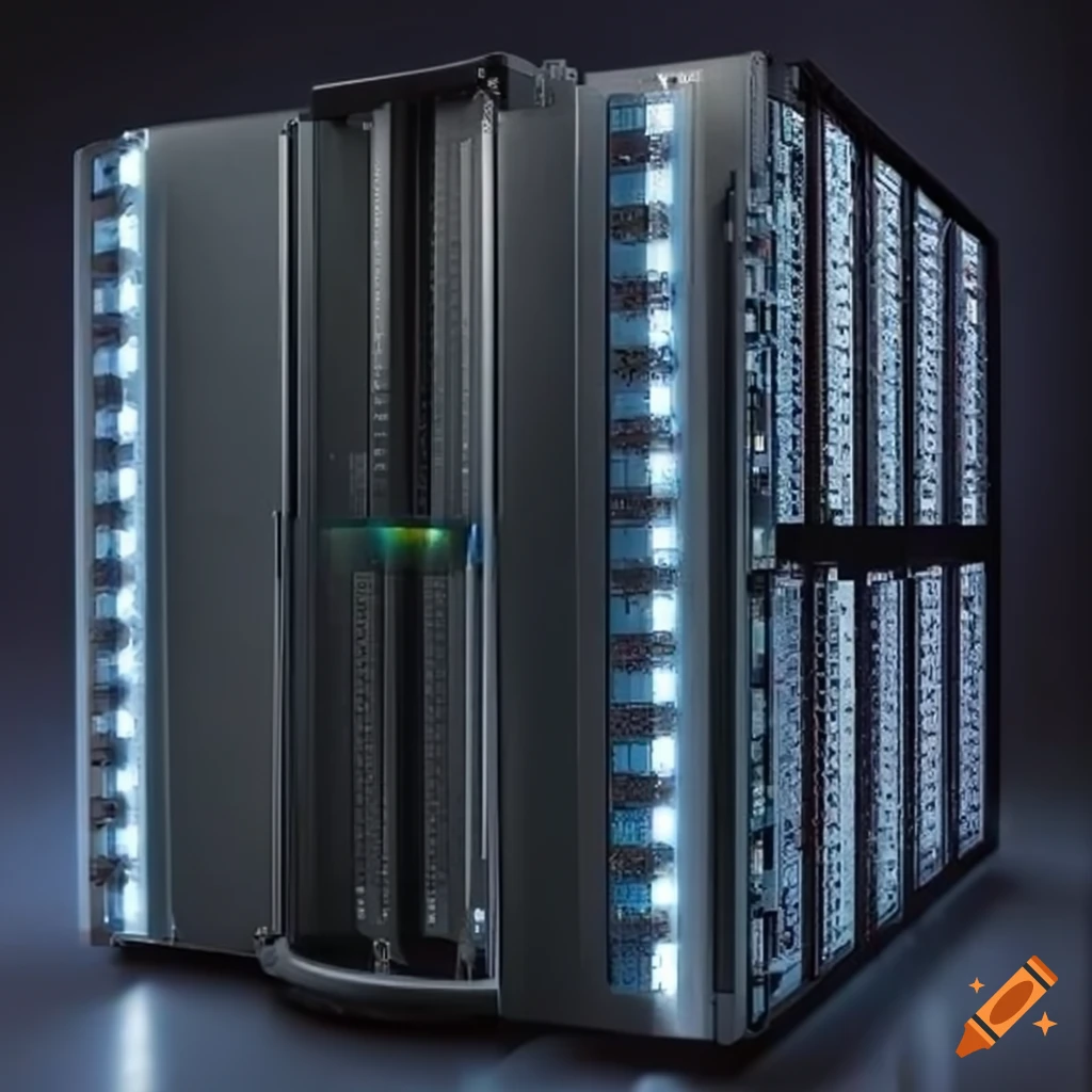 Supercomputer array with black background