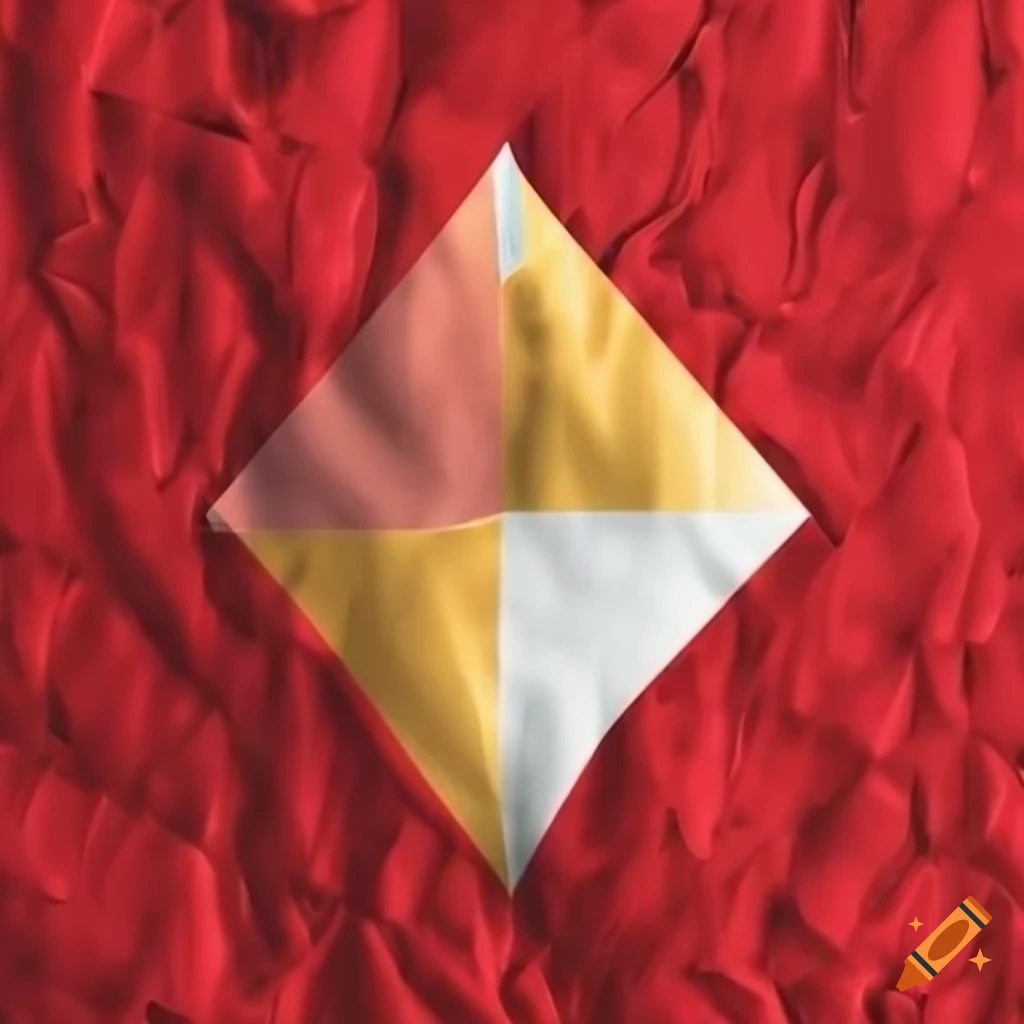 Texture of a flag with a point cut gem shape in the center