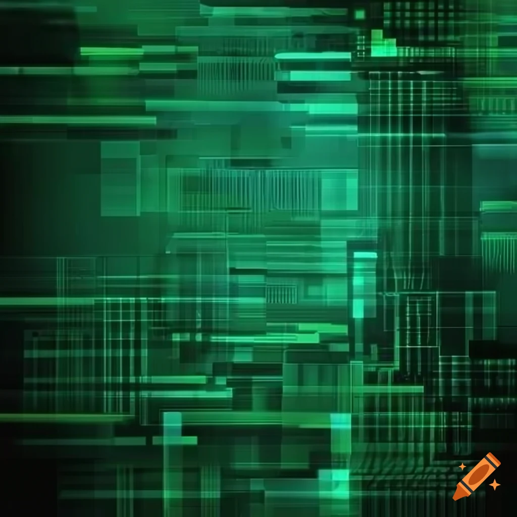 Abstract digital art featuring code and green tones on Craiyon